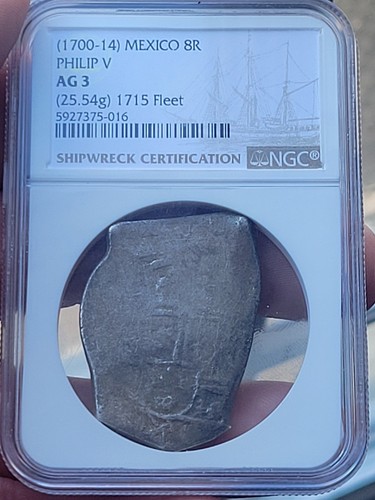 1715 Shipwreck MEXICO 8r Ngc AG3 Graded (1700-14) Treasure! SILVER ...
