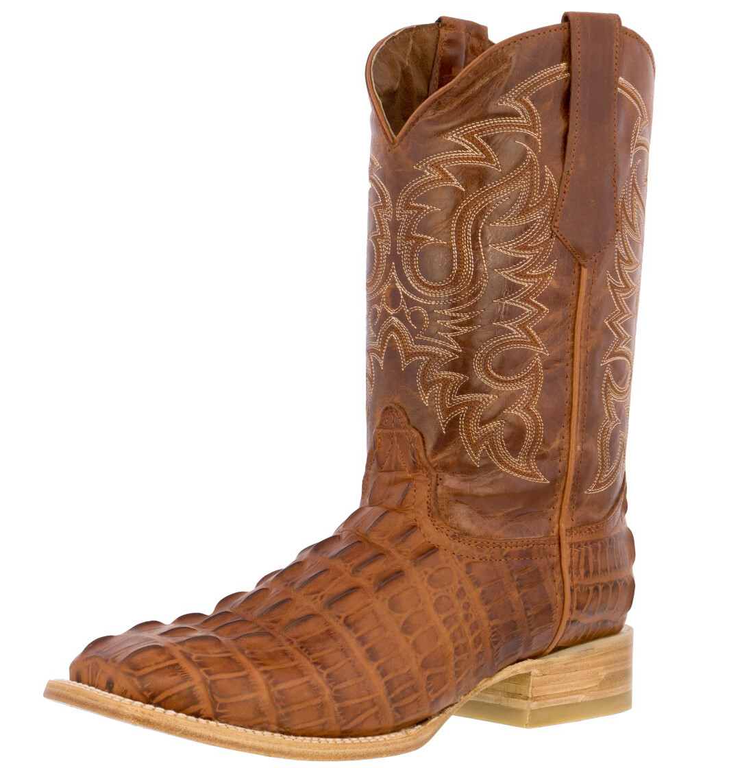 Mens Cognac Crocodile Alligator Tail Rodeo Boots Cowboy Dress Square ...