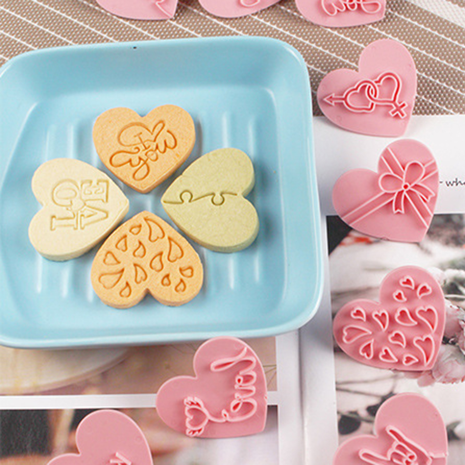 10pcs Cookie Stamp Cartoon Design Bakeware Biscuit Mold Wedding Cake ...