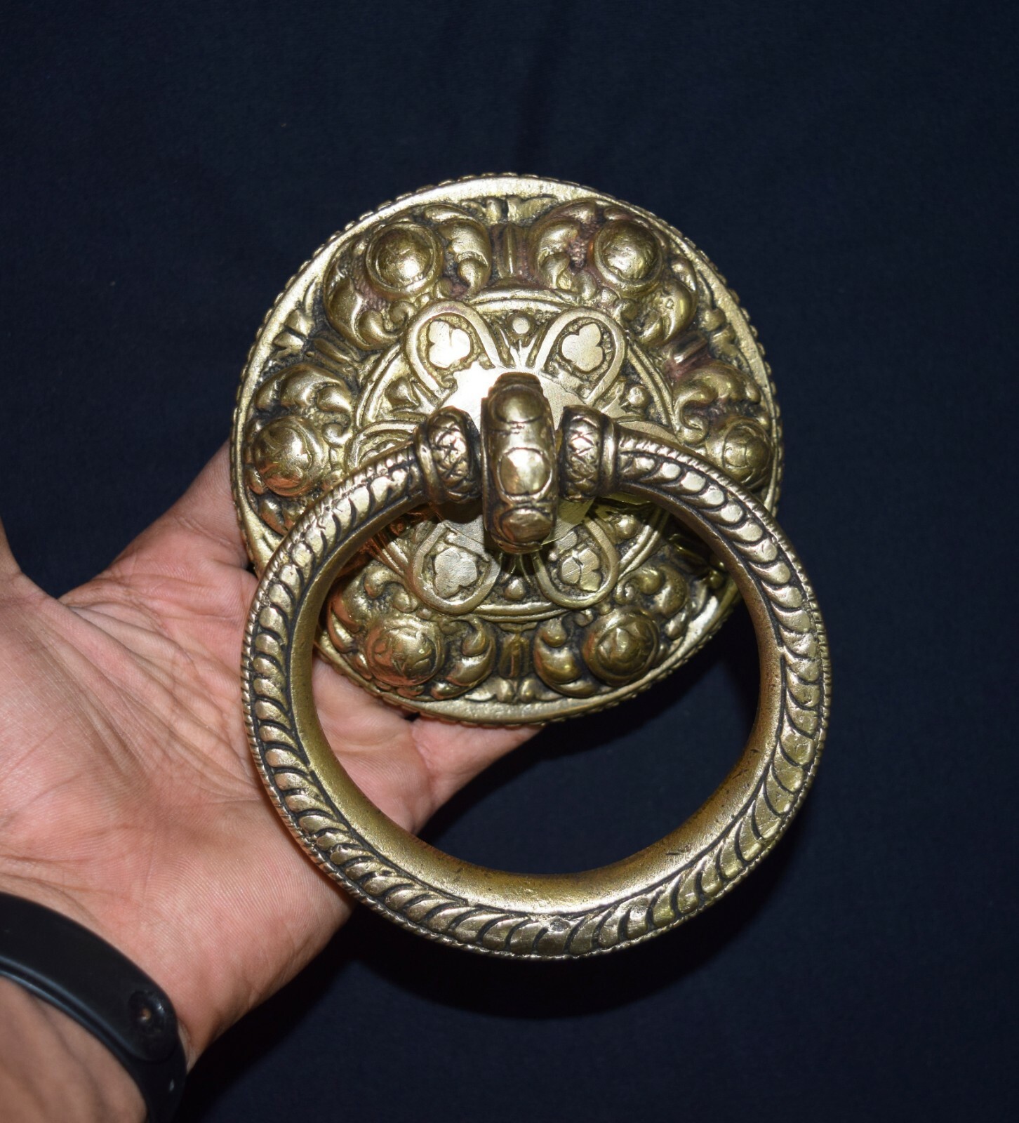 Tibetan Solid Brass Heavy Door Knocker Hand Craved Home Front Doorbell ...