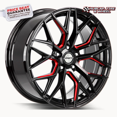 Shift Spring Gloss Black Candy Red Milled -18X8-5x114.3 Bolt Pattern 35mm Offset | eBay