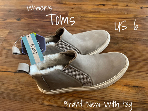 Toms Bryce Women's Taupe Faux Fur-Lined Bryce Leather Hi-Top Sneaker US ...