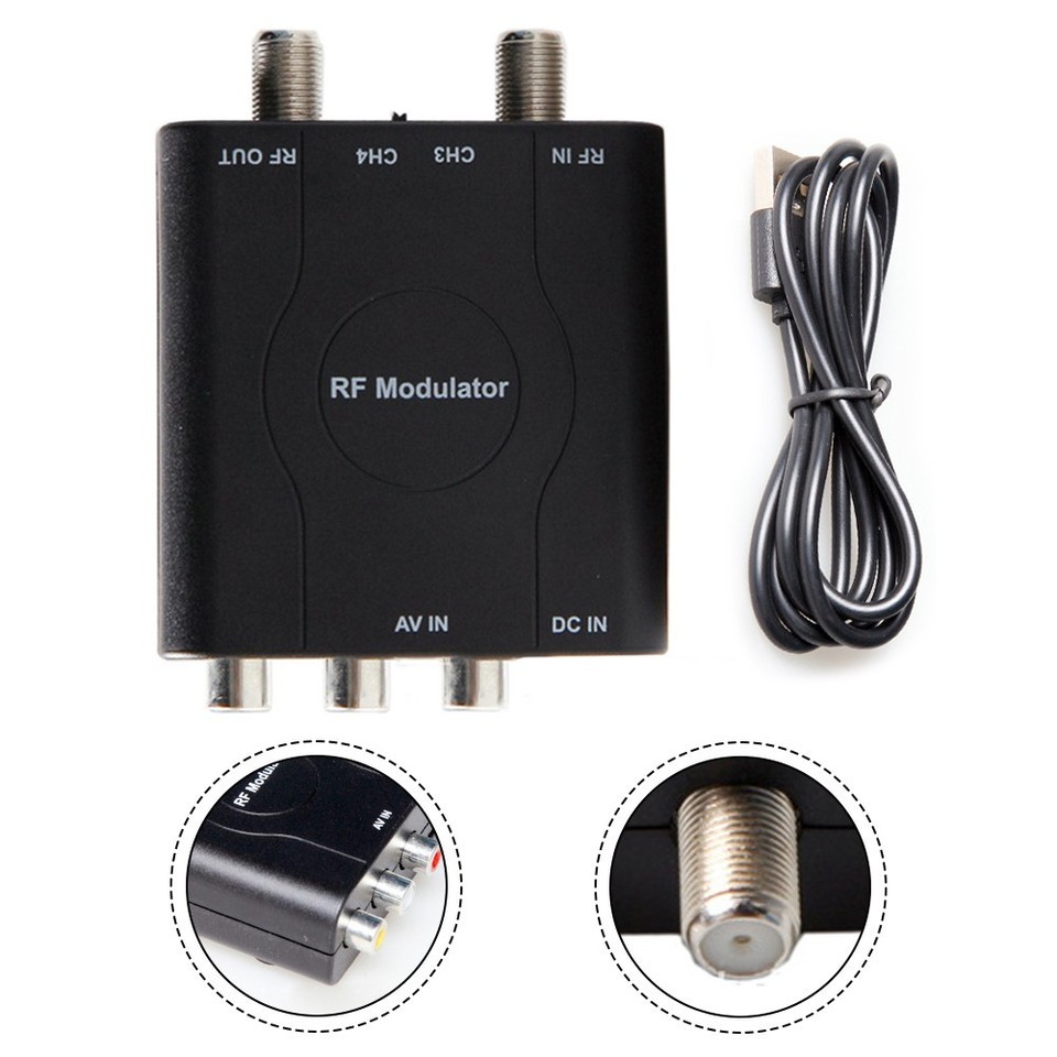 AV To RF Converter HD Video Output Adjustable Output Channel Compact ...