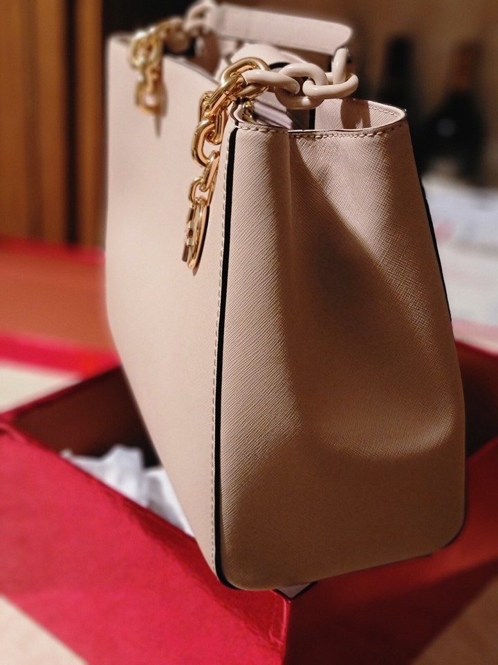 Michael Kors Cynthia Satchel soft pink chain bag leather triple ...