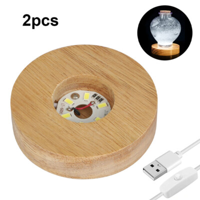 2X Wood LED Light Display Base for Glass Art/Paperweights 6cm Bright ...