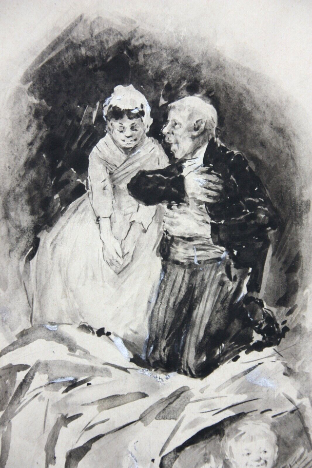 Karl Emil Mücke (1847-1923) sign. Aquarell, Heiratsantrag, Brautwerbung ...
