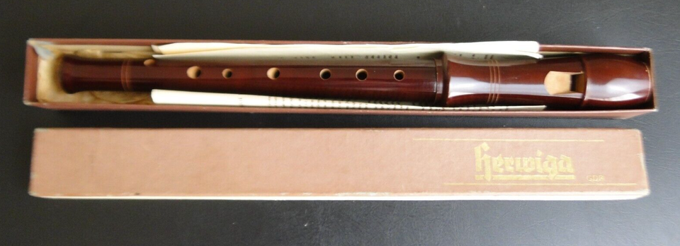 German Herwiga School recorder, original box & papers | eBay