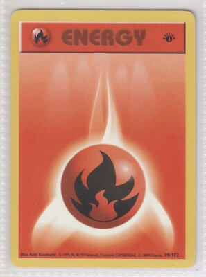 Pokemon Fire Energy 2 1st edition base set 98/102 Raw NM WOTC Rare ...