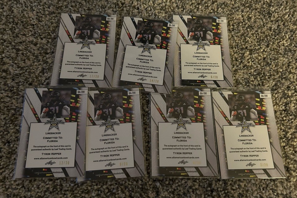 (7) Tyron Hopper 2019 Leaf All American Blue Auto #/20 Green Bay ...