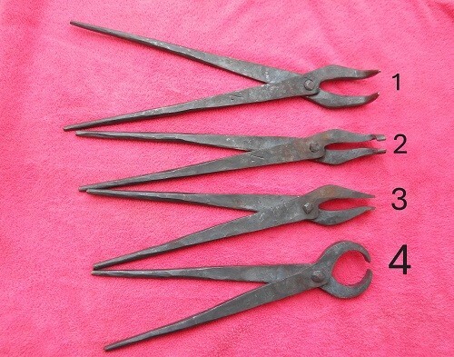 Set pf 4 Heavy Duty Blacksmith tongs / Forging tongs for hot metal work ...