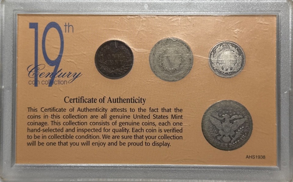 19TH CENTURY COIN COLLECTION INDIAN 1C,LIBERTY 5C,BARBER 10C,BARBER 25C ...