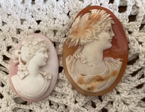 Lot of 2 Very Fine Antique Very Large ,Detailed+Raised Carved Shell Cameos-As Is | eBay