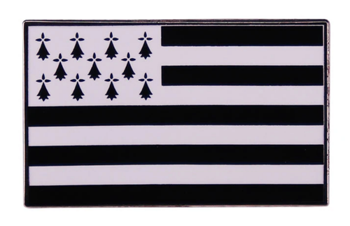 Flag of Brittany Gwenn-ha-du Breton France Ermine Canton 1.2" Enamel ...
