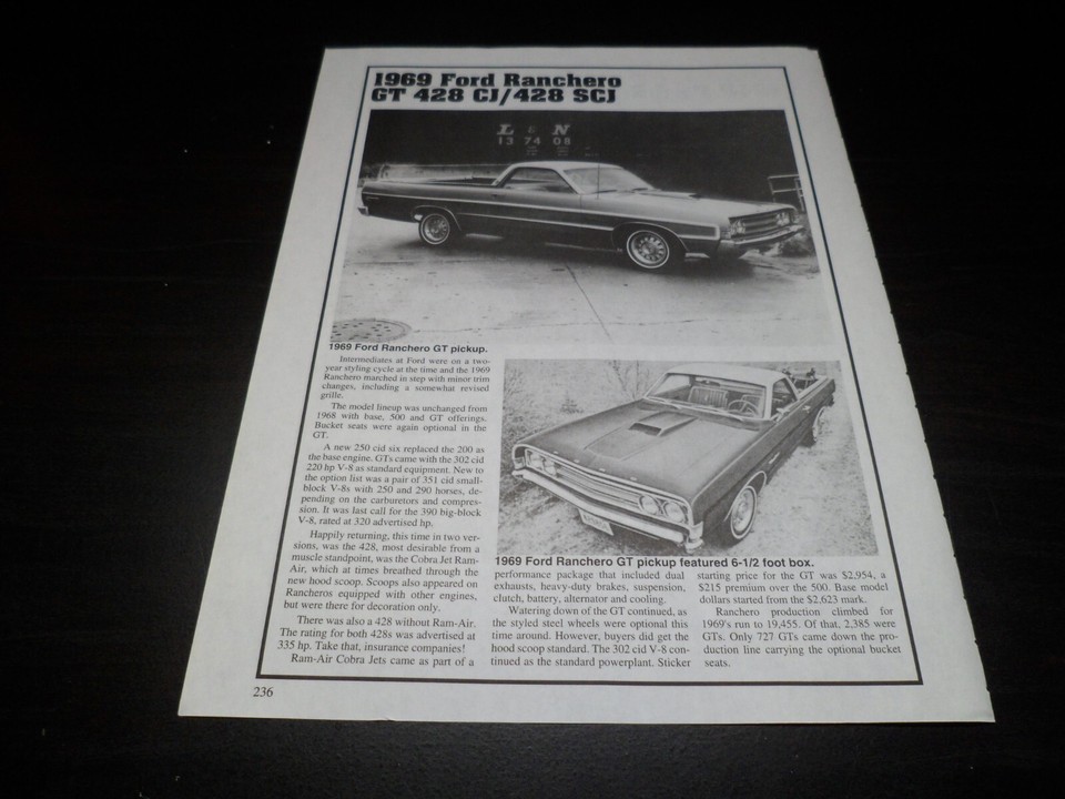 ORIGINAL 1968 Ford Ranchero "390" GT & GT 428 CJ/428 SCJ WRITE-UP | eBay