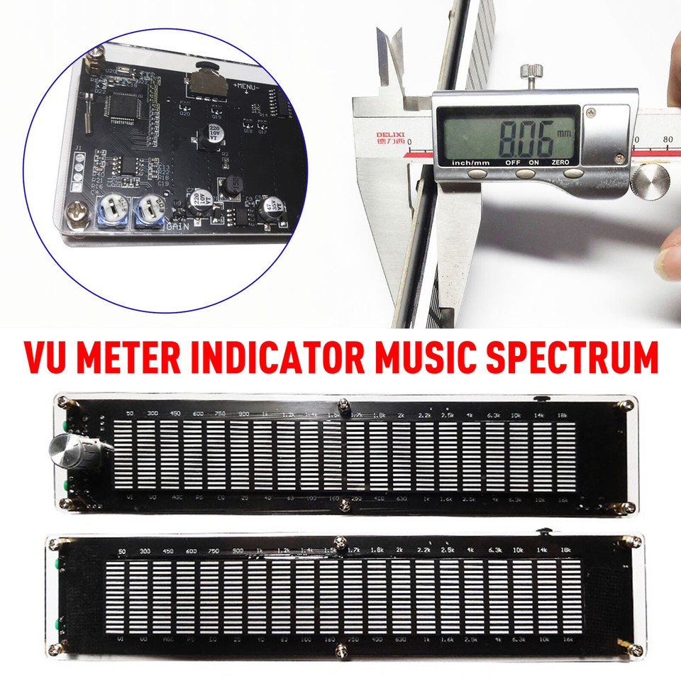 LED Music Audio Spectrum Display DSP Module Sound Level Stereo VU Meter ...