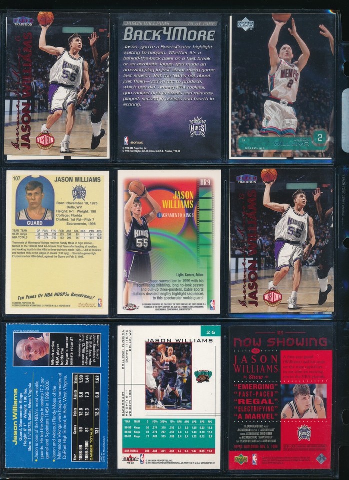 Lot (12) Jason Williams 2000 Topps Chrome #HR9 #15BF 107 4 26 128 etc ...