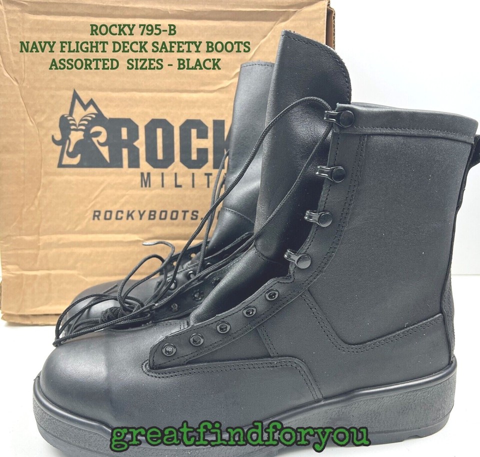 USGI NOS ROCKY 795-B NAVY FLIGHT DECK SAFETY BOOTS - ASST LARGE SIZES ...