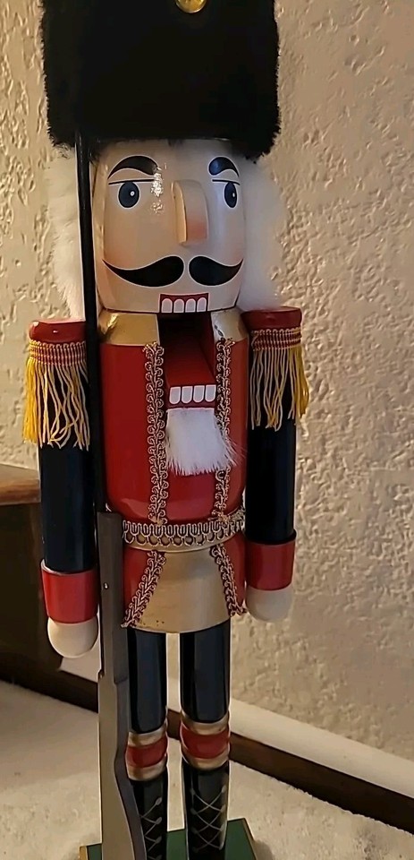 Vtg. Hoilday Home 24" Oversize Wooden Nutcracker Soldier With Gun. NIB | eBay