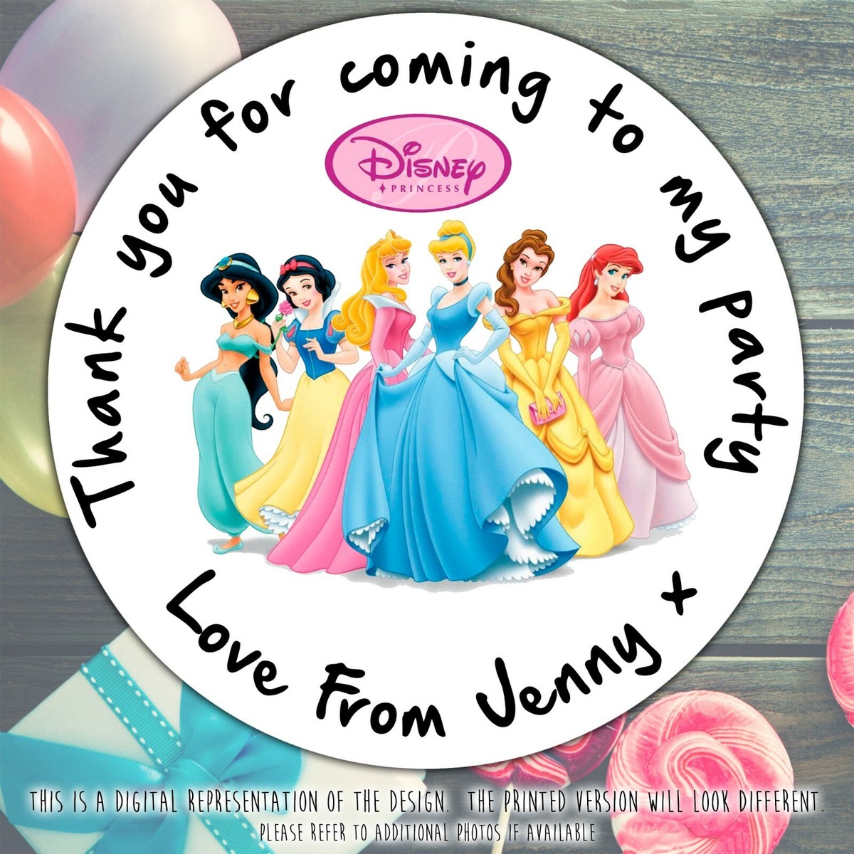 Princess Birthday Stickers Thank You Stickers | Princess Castle Theme