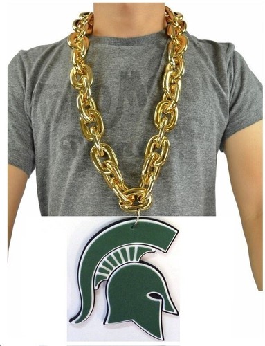 New NCAA MICHIGAN STATE SPARTANS BIG Fan Chain GOLD Necklace Made in ...