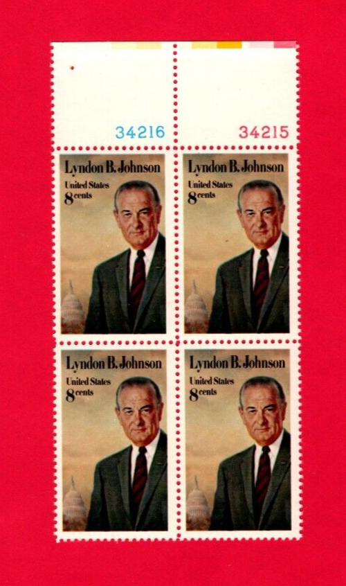 SCOTT # 1503 Lyndon B. Johnson Issue U.S. Stamps MNH - Plate Block of 4 ...