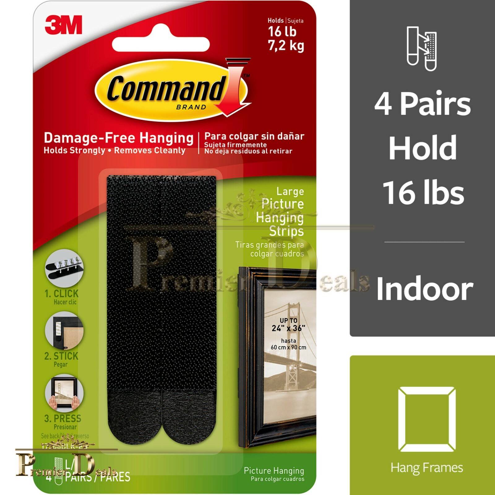 3M COMMAND Strips Large, Medium, Small For Damage Free Picture / Poster ...