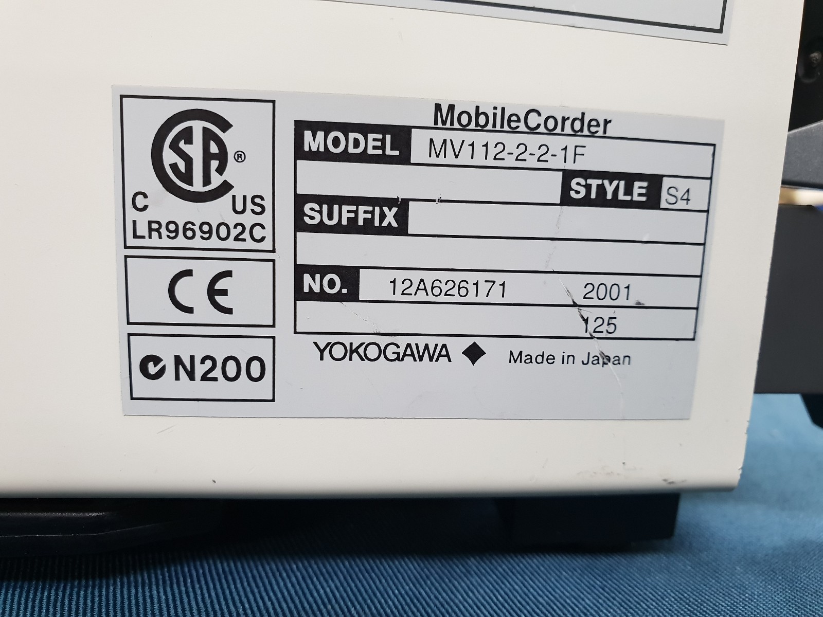 Yokogawa MV100 Mobile Chart Corder 12 Channel Recorder Measurement for ...