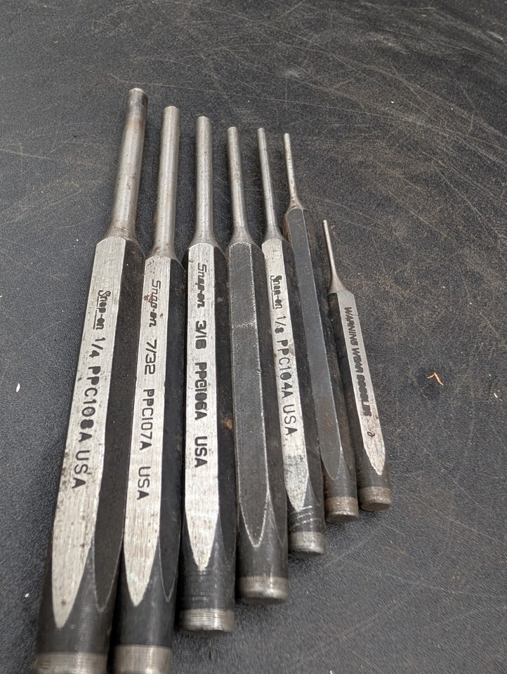 Snap On Tools 7-Piece Pin Punch Set SAE 1/16" to 1/4" | eBay