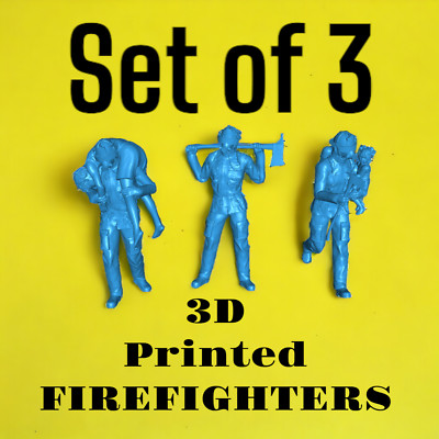 HO Scale Firefighter Resin 3d printed Unpainted First Responder set of ...