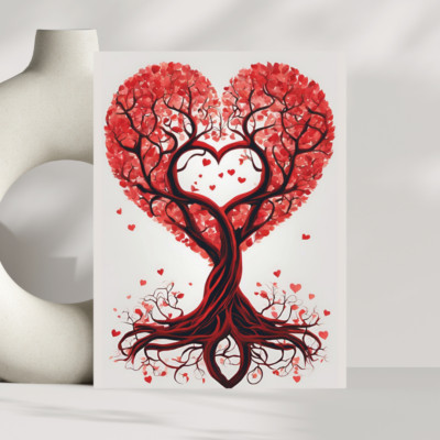 Heart Tree Poster, Valentine's Day Art Print, Wall Decor, Love Tree ...