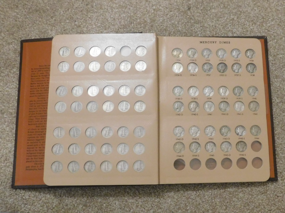 1916-1945 MERCURY DIME COLLECTION COMPLETE. NO 1916 D. VG to Fine ...