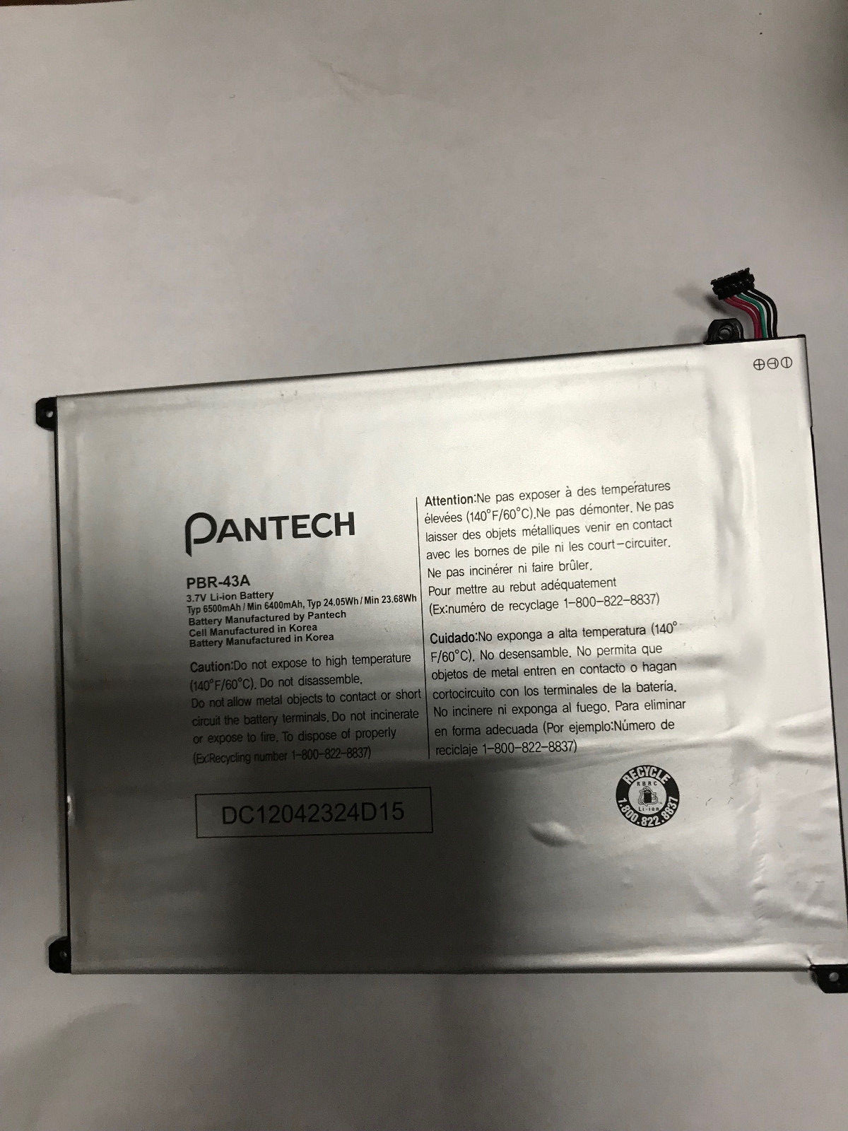 Genuine Li-ion Battery For PANTECH PBR-43A 3.7V 6400mAh 24.05Wh | eBay