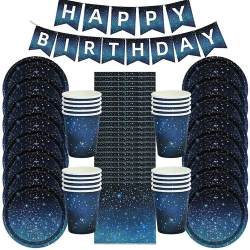 53pcs Star Sky Theme Disposable Tableware Set Paper Plate And Cup Party ...