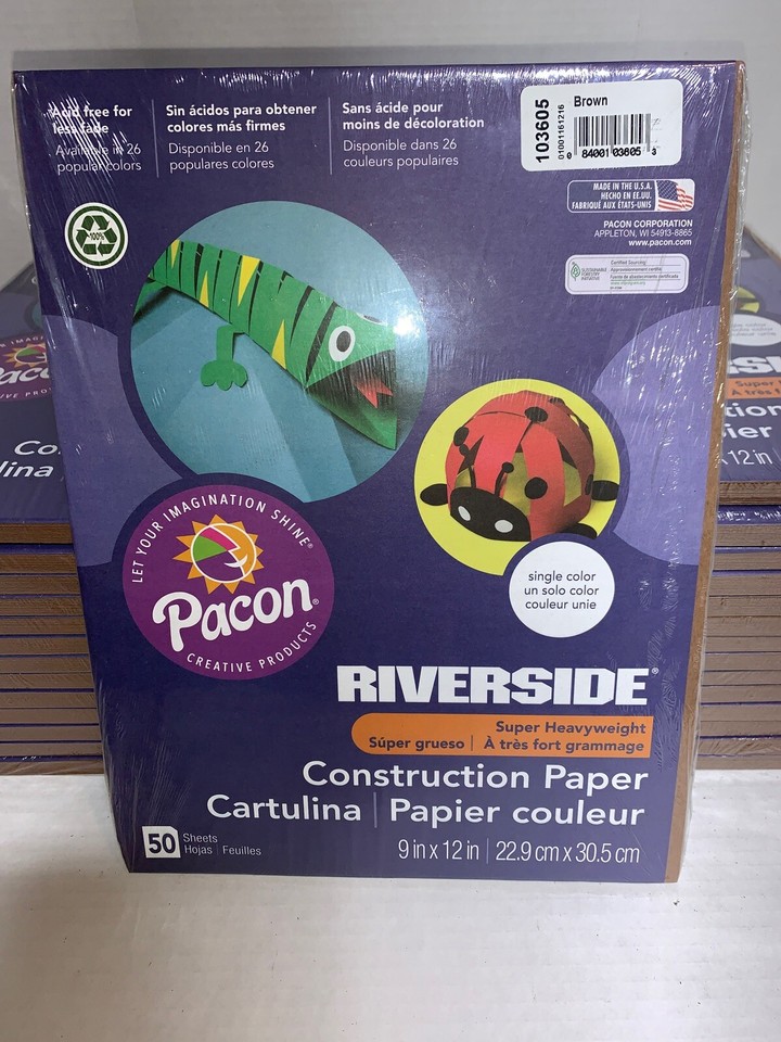 28) Pacon Riverside Construction Paper 50 Count Brown *Value Bundle ...