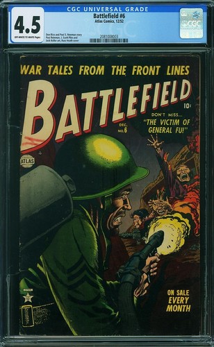 Battlefield 6 CGC 4.5 Classic Russ Heath Flamethrower War Cover 1952 ...