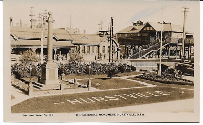 THE MEMORIAL MONUMENT HURSTVILLE RAILWAY STATION NSW PHOTO POSTCARD ...