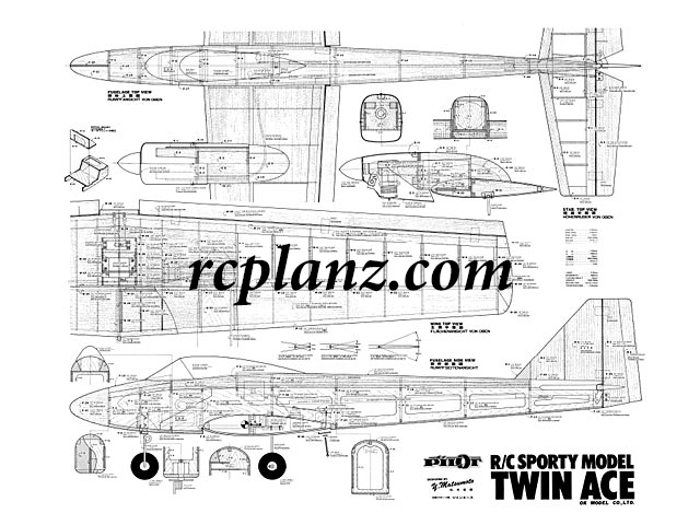 R/C AIRPLANE PLANS & PATTERNS: Twin Ace 62" Wingspan - RC Sport Twin | eBay
