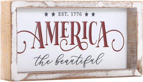 Rustic America the Beautiful Wooden Sign, Patriotic 4Th of July ...