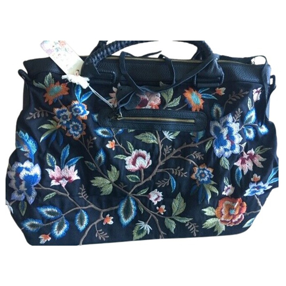 Johnny Was Renata Overnight Black Bag Handbag Embroidered Flowers ...