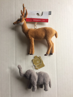 Target Wondershop Flocked Faux Fur Deer and Elephant Ornaments 2019 NWT ...