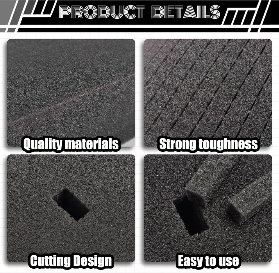 4 Pcs Foam Insert for Case, Pick Apart and Pluck Foam, Gun Case Foam ...