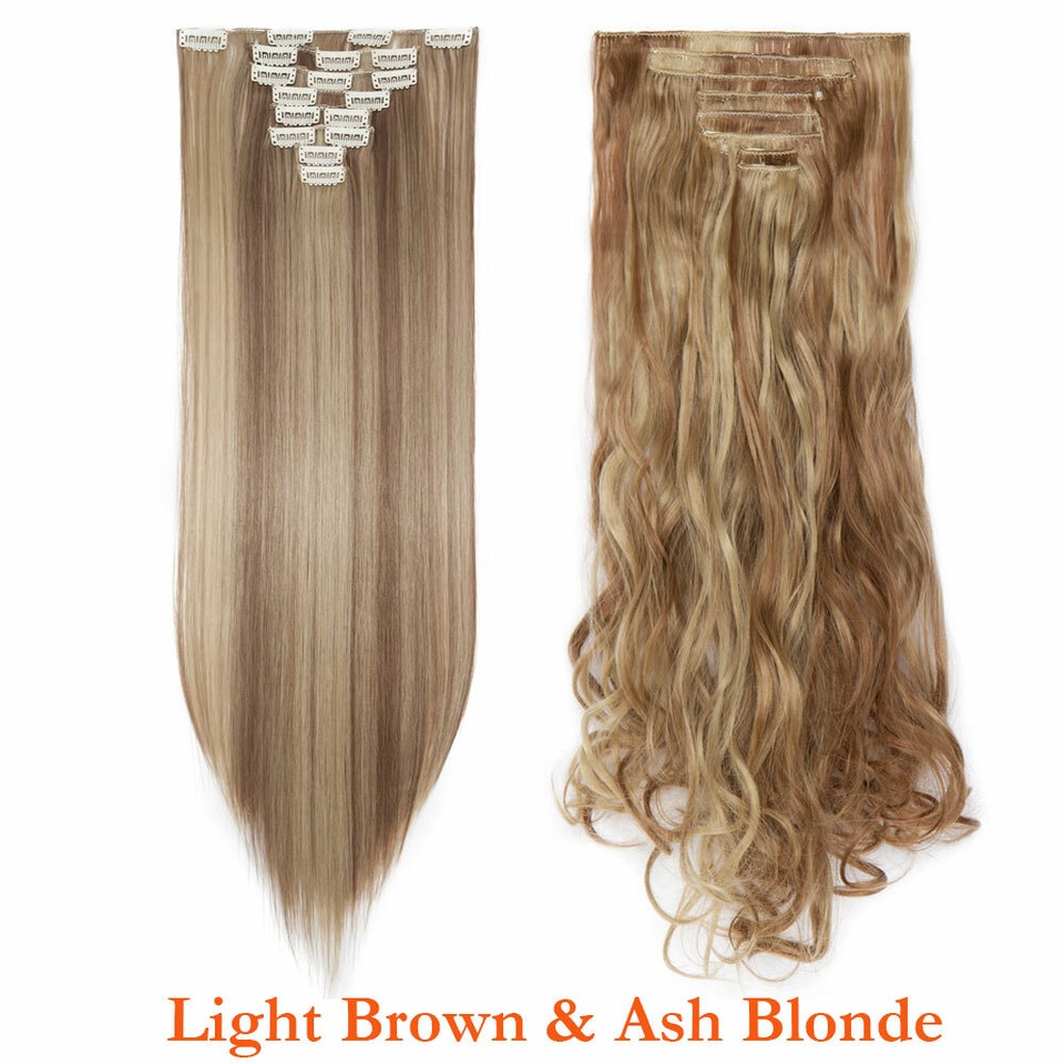 100% Natural 8Pcs Clip In Hair Extensions Full Head As Human Real Long ...