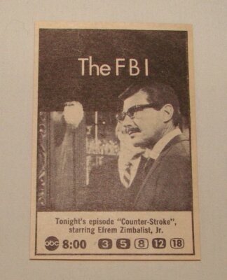 1967 Taille S Abc TV Ad ~ The Fbi ~ Efrem Zimbalist Jr, Counter-Strike ...