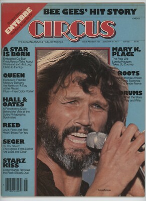 Jan 31 1977 CIRCUS Magazine Kris Kristofferson Cover - Fine Plus Bagged ...