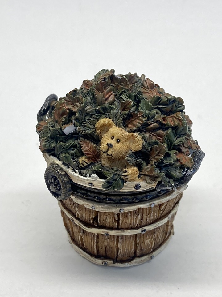 Boyds Bears Uncle Bean Treasure Box Devon's Pile Of Leaves With Bear ...