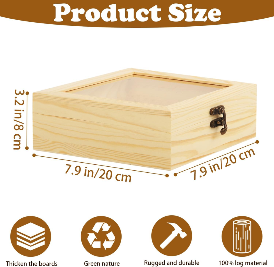 Wood Box, Small Wooden Storage Boxes Wooden Box with Hinged Lid ...