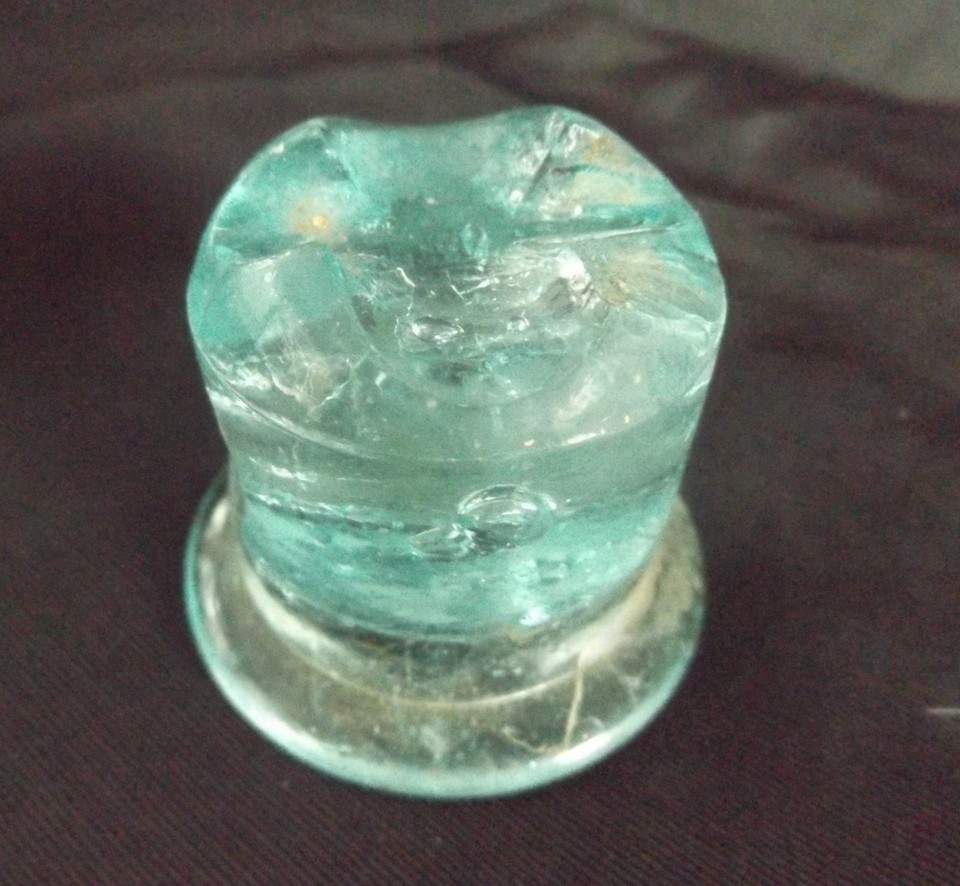 Unique Small Glass Aqua Insulator with Metal Holder and Wire | eBay