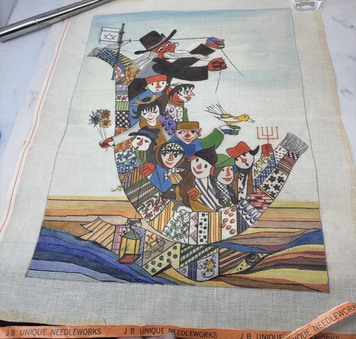 VTG Hand Painted Needlepoint Canvas Lazar Obican "The Flying Carpet ...