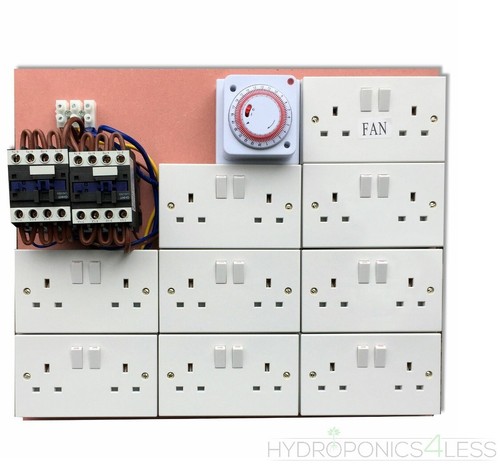 6/10 12/14 16/18 Way Contactor Board MDF 40a Grow Light Socket Timer Hydroponics | eBay