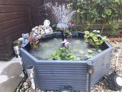 Raised Garden Pond Low Level Water Feature Grey 80cm Ready To Use ...